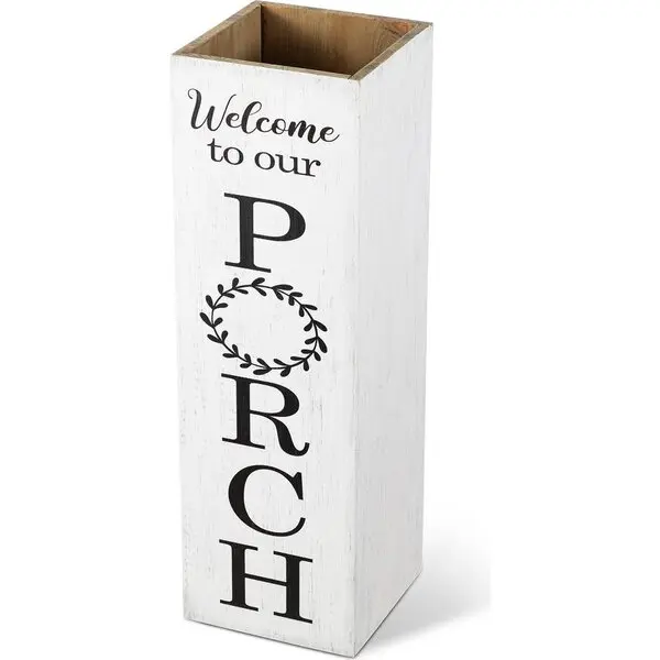 GLITZHOME 24"h Double Sided Solid Wood Boxed Welcome Or Porch Sign - White