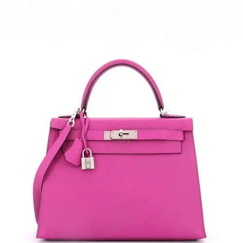 Hermès Kelly Handbag Epsom With Palladium Hardware 28 - Pink