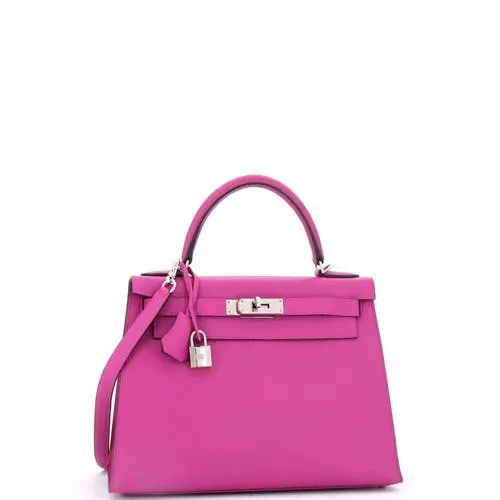 Hermès Kelly Handbag Epsom With Palladium Hardware 28 - Pink