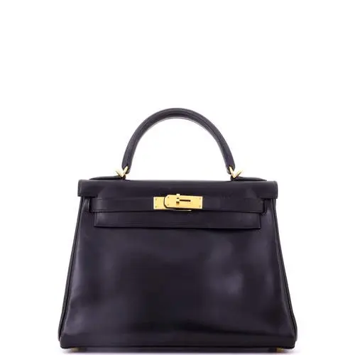 Hermès Kelly Handbag Box Calf With Gold Hardware 28 - Black