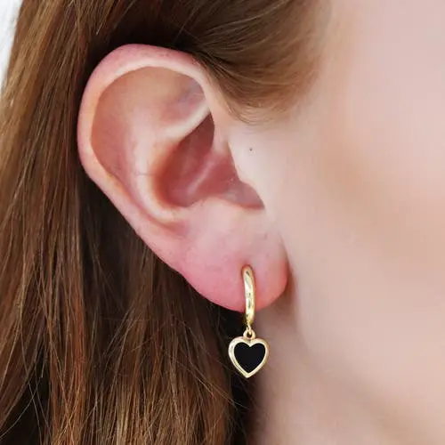 THE LOVERY FINE JEWELRY Mini Heart Dangle Hoop Earrings