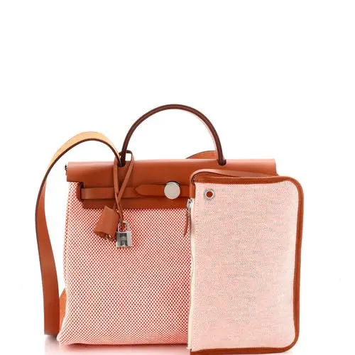 Hermès Herbag Zip Criss Viking Toile And Leather 31 - Red