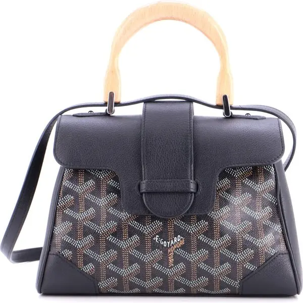 Goyard Saigon Top Handle Bag Coated Canvas With Leather Mini - Black