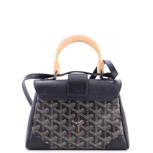 Goyard Saigon Top Handle Bag Coated Canvas With Leather Mini - Black