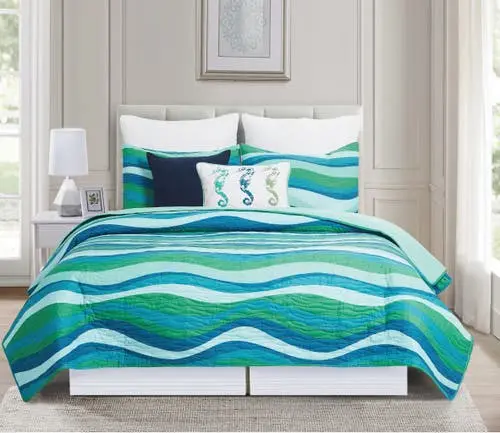 C&F HOME Three Seahorses Trio Cotton Blend Lumbar Accent Pillow 12" X 16