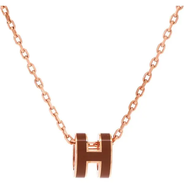 Hermès Pop H Pendant Chain Necklace Metal And Enamel Mini - Neutral