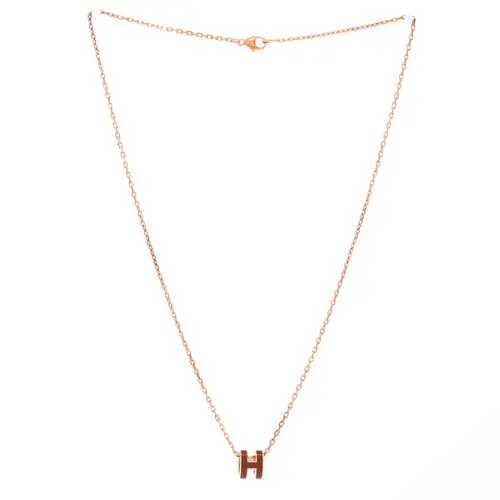 Hermès Pop H Pendant Chain Necklace Metal And Enamel Mini - Neutral