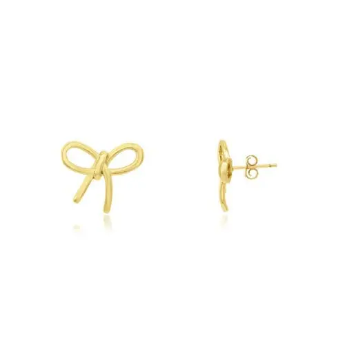 THE LOVERY FINE JEWELRY Gold Bow Stud Earrings - Goldlated Sterling Silver