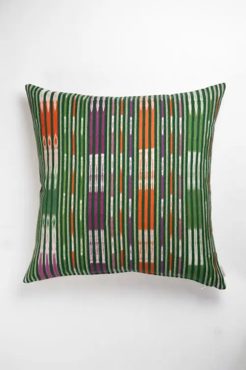 ARCHIVE NEW YORK Vintage Verde Ikat Stripe Handwoven Throw Pillow