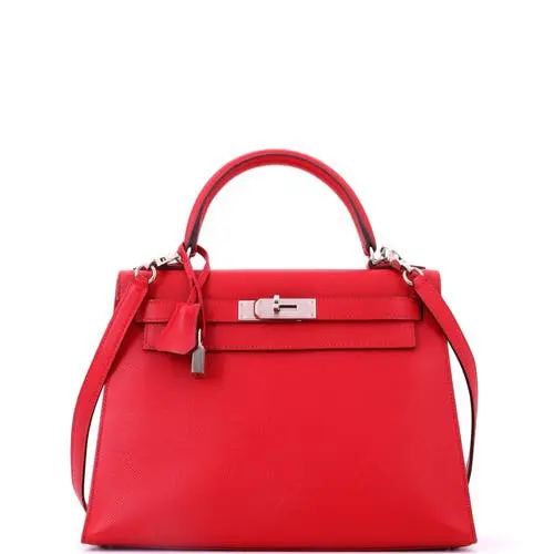 Hermès Kelly Handbag Epsom With Palladium Hardware 28 - Red