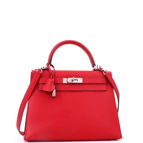 Hermès Kelly Handbag Epsom With Palladium Hardware 28 - Red
