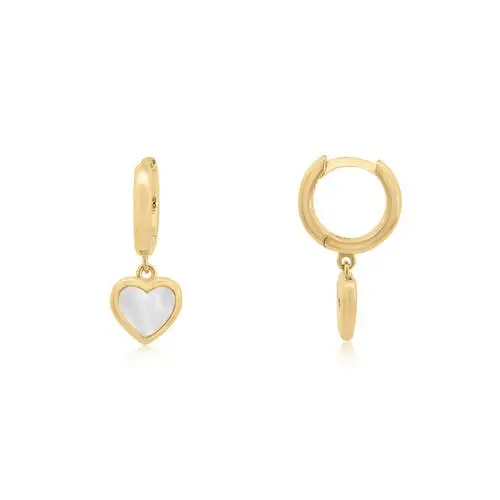 THE LOVERY FINE JEWELRY Mini Heart Dangle Earrings - Mother Of Pearl
