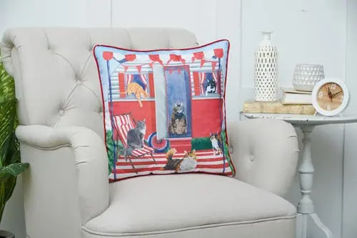 C&F HOME Cat Caravan Cotton Blend Hd Printed Accent Throw Pillow 18" X 18