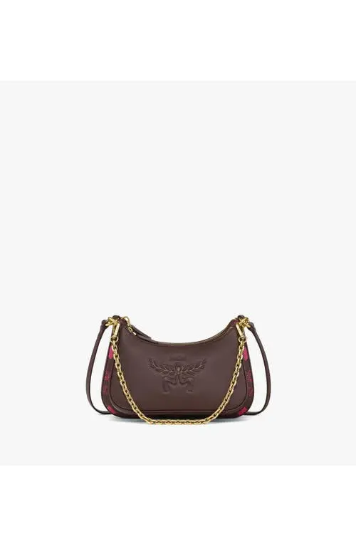 Mcm Aren Duo Hobo In Maxi Visetos And Calfskin - Cinnamon