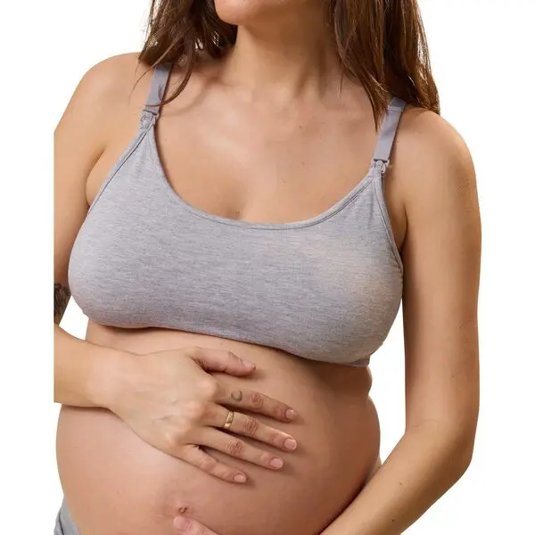 KINDRED BRAVELY French Terry Maternity & Nursing Bralette - Grey Heather