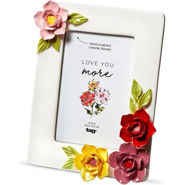 TAG Fiora Photo Frame 4x6 Multi Earthenware Spring - White
