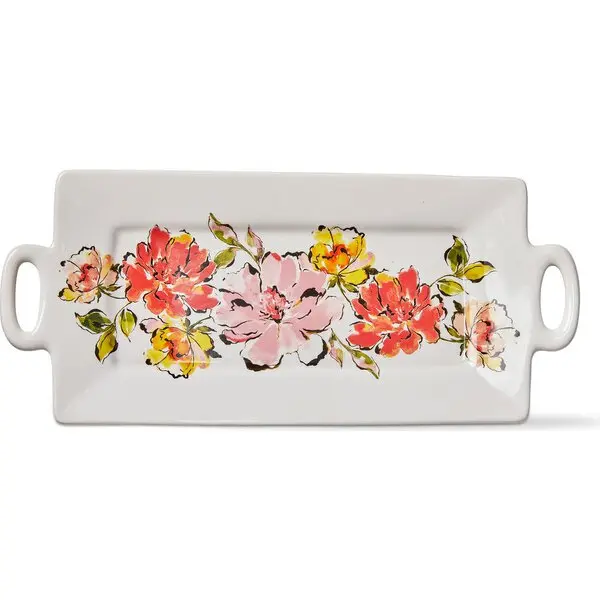 TAG In Bloom Rectangular Platter Multi Earthenware Spring - White