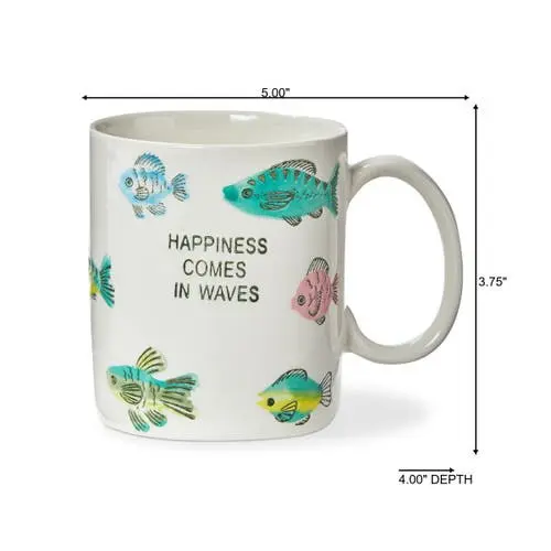 TAG Happiness Comes In Waves Mug Multi Stoneware Summer