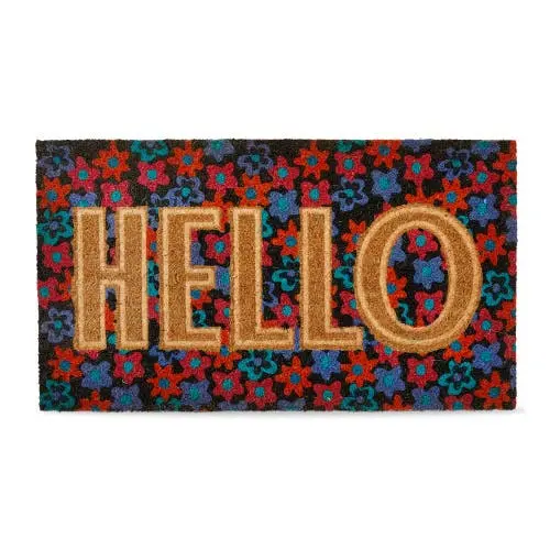 TAG Hello Embossed Non-slip Coir Mat Multi Coir Everyday - Blue