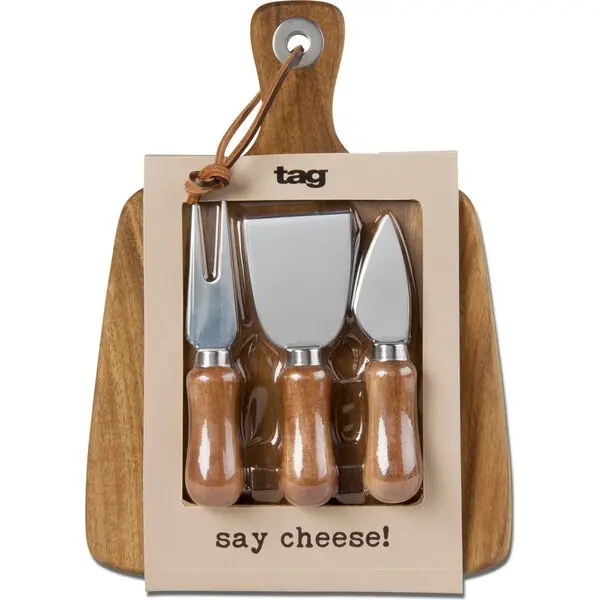 TAG Paddle Board And Cheese Utensil Set Natural Serving Boards - Beige