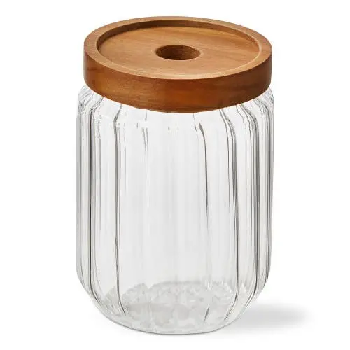 TAG Ribbed Glass Canister Medium Glass Everyday - Clear