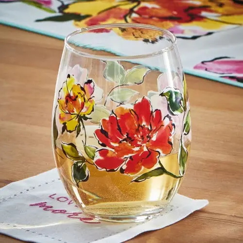 TAG In Bloom Stemless Wine Glasses Dishwasher Safe Drinkware