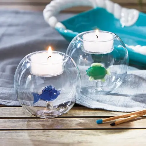 TAG Fish Globe Tealight Holder Glass Summer