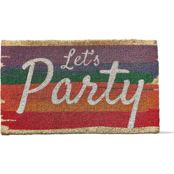 TAG Rainbow Colored Lets Party Welcome Mat For Indoor Outdoor - Multicolored
