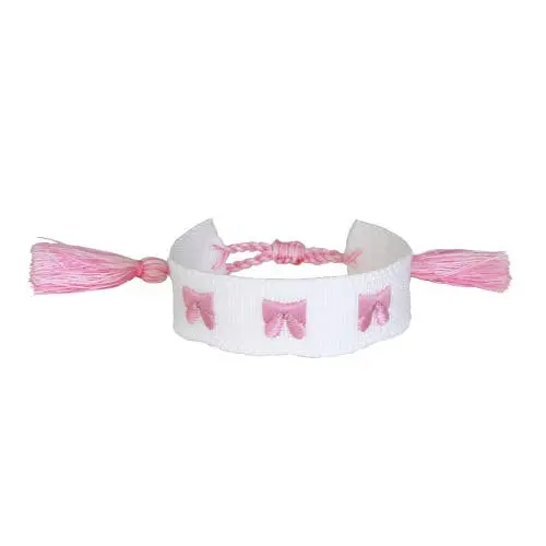 JOLLITY & CO Embroidered Bow Bracelets - Pink Bow