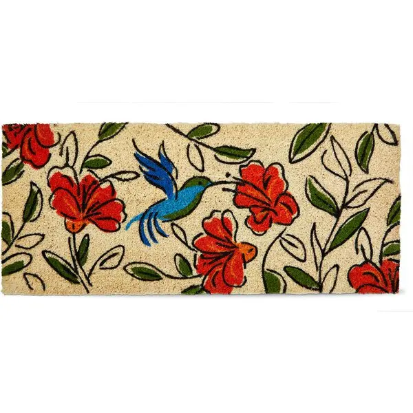 TAG Sketched Hummingbird Estate Coir Mat Multi Coir Everyday - Red