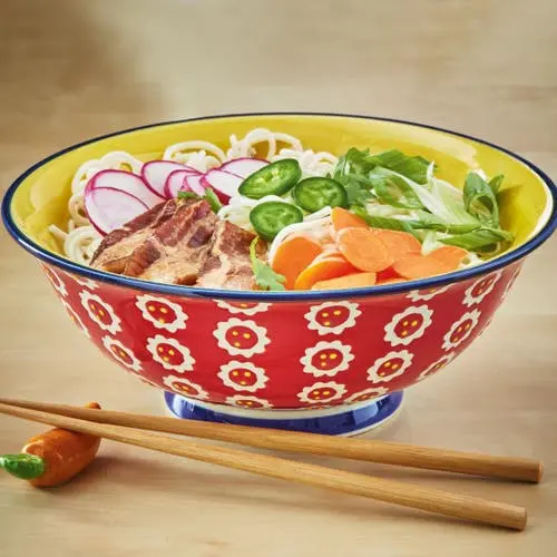 TAG Flower Dot Ramen Bowl Multi Stoneware Everyday
