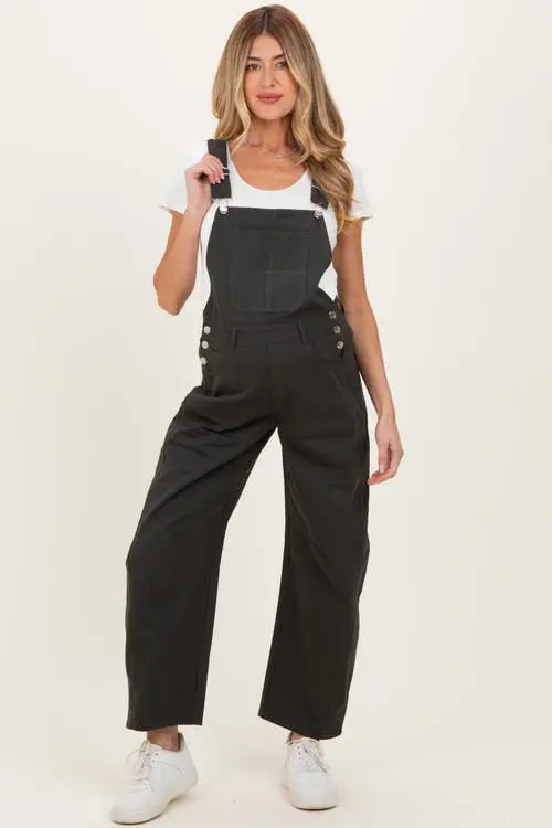PINKBLUSH Barrel Leg Overalls - Charcoal Grey