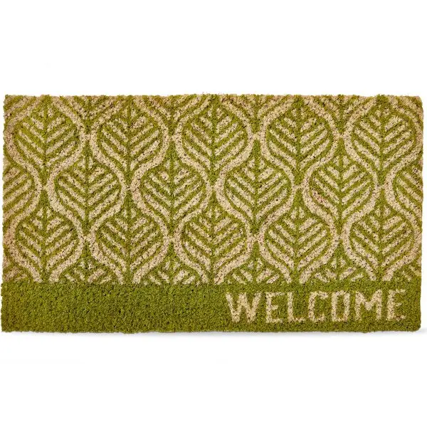 TAG Linden Leaf Welcome Coir Mat Multi Coir Everyday - Green