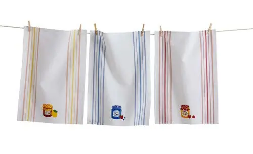 TAG Fresh Pick Jam Jar Dishtowel Set/3 Multi Cotton Summer - White
