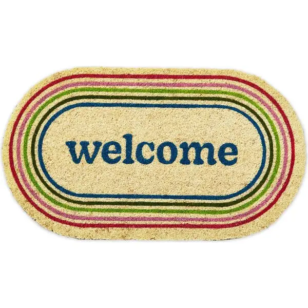 TAG Welcome Shaped Pvc Coir Door Mat Multicolor Easy To Clean - Multicolored