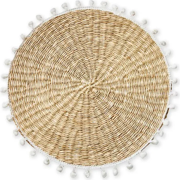 TAG Pompom Placemat Multi Multi Seagrass Everyday,summer - White