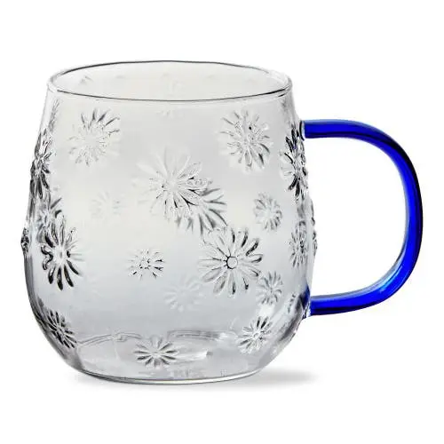TAG Flower Glass Mug Glass Everyday - Blue