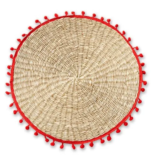 TAG Pompom Placemat Multi Multi Seagrass Everyday,summer - Red
