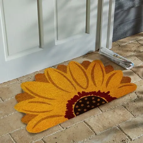 TAG Sunflower Flower Shaped Natural Coir Welcome Doormat