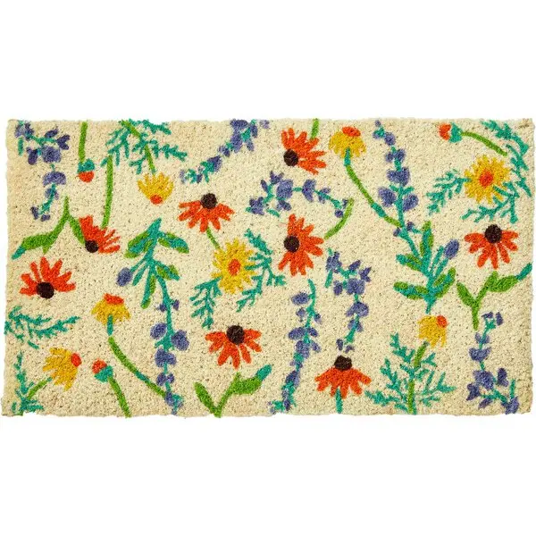 TAG Field Flower Coir Mat Multi Coir Everyday,summer - Beige