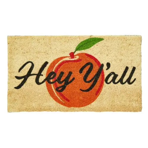 TAG Hey Yall Peach Non-slip Coir Mat Multi Coir Summer - Orange