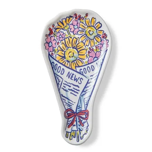 TAG Newspaper Bouquet Trinket Dish Multi Ceramic Everyday - Blue
