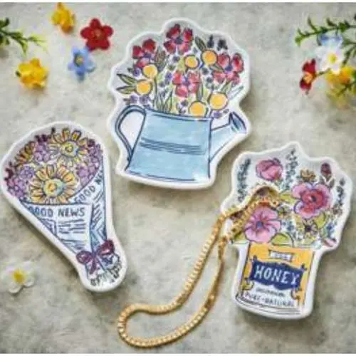 TAG Honey Jar Bouquet Trinket Dish Multi Ceramic Everyday