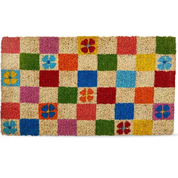 TAG Mod Flower Checker Coir Mat Multi Coir Everyday - Beige