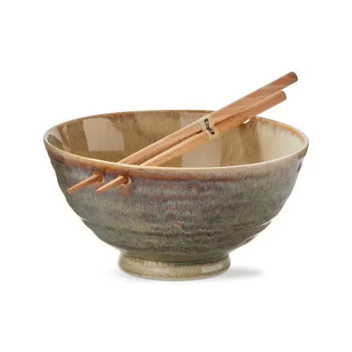 TAG Akira Noodle Bowl S/2 Taupe Taupe Stoneware Everyday - Brown