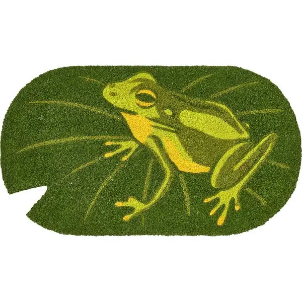 TAG Frog On Lily Pad Shpd Non-slip Coir Mat Multi Coir Summer - Green