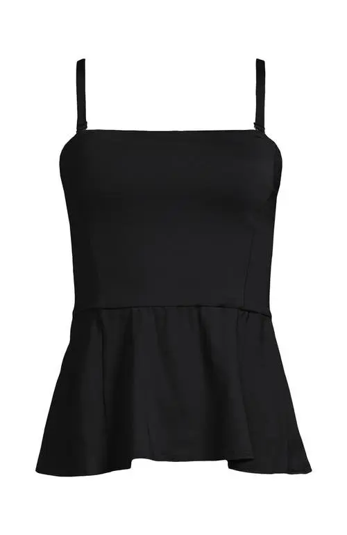 LANDS' END Sculpting Peplum Tankini Top - Black
