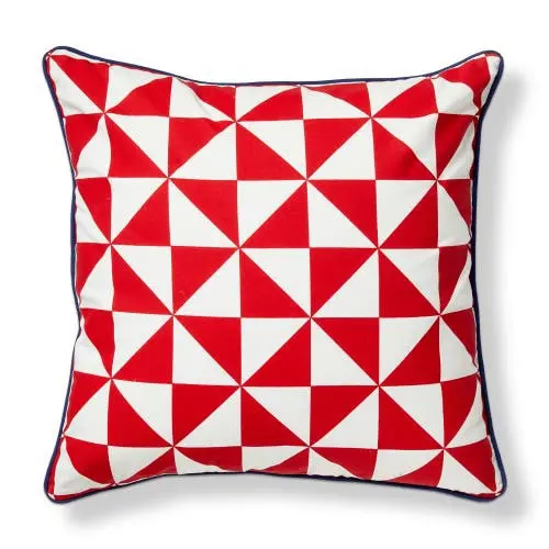 TAG Pinwheel Indoor Outdoor Pillow Multi Cotton Summer - Red