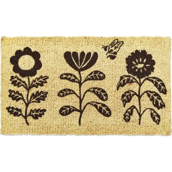 TAG Flower Coir Door Mat Shake Clean New Rugs May Shed Initially - Multicolored