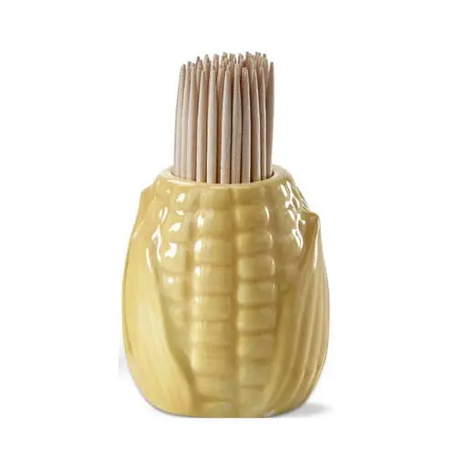 TAG Corn On The Cob Stoneware Toothpick Holder Set Of Two